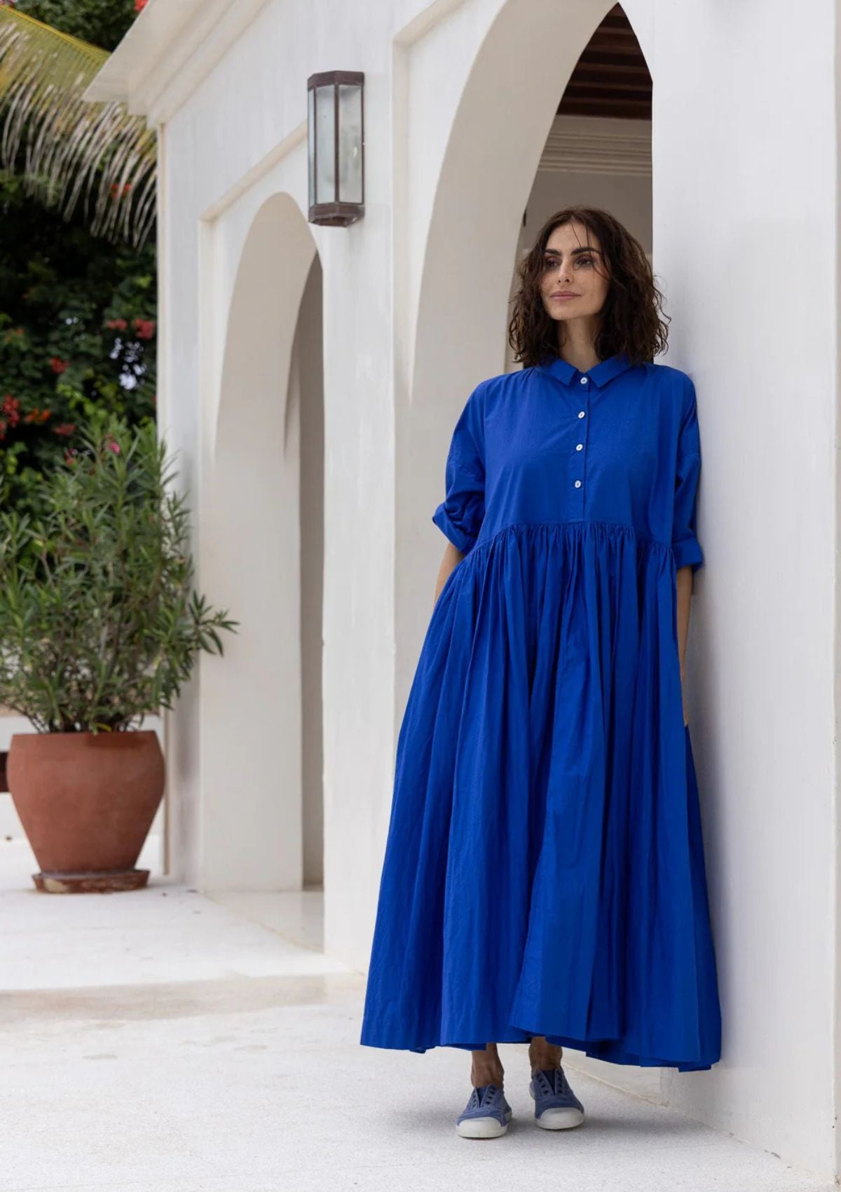 Meg By Design Edith Dress - Cotton Poplin - Cobalt - Small – Deer Willow