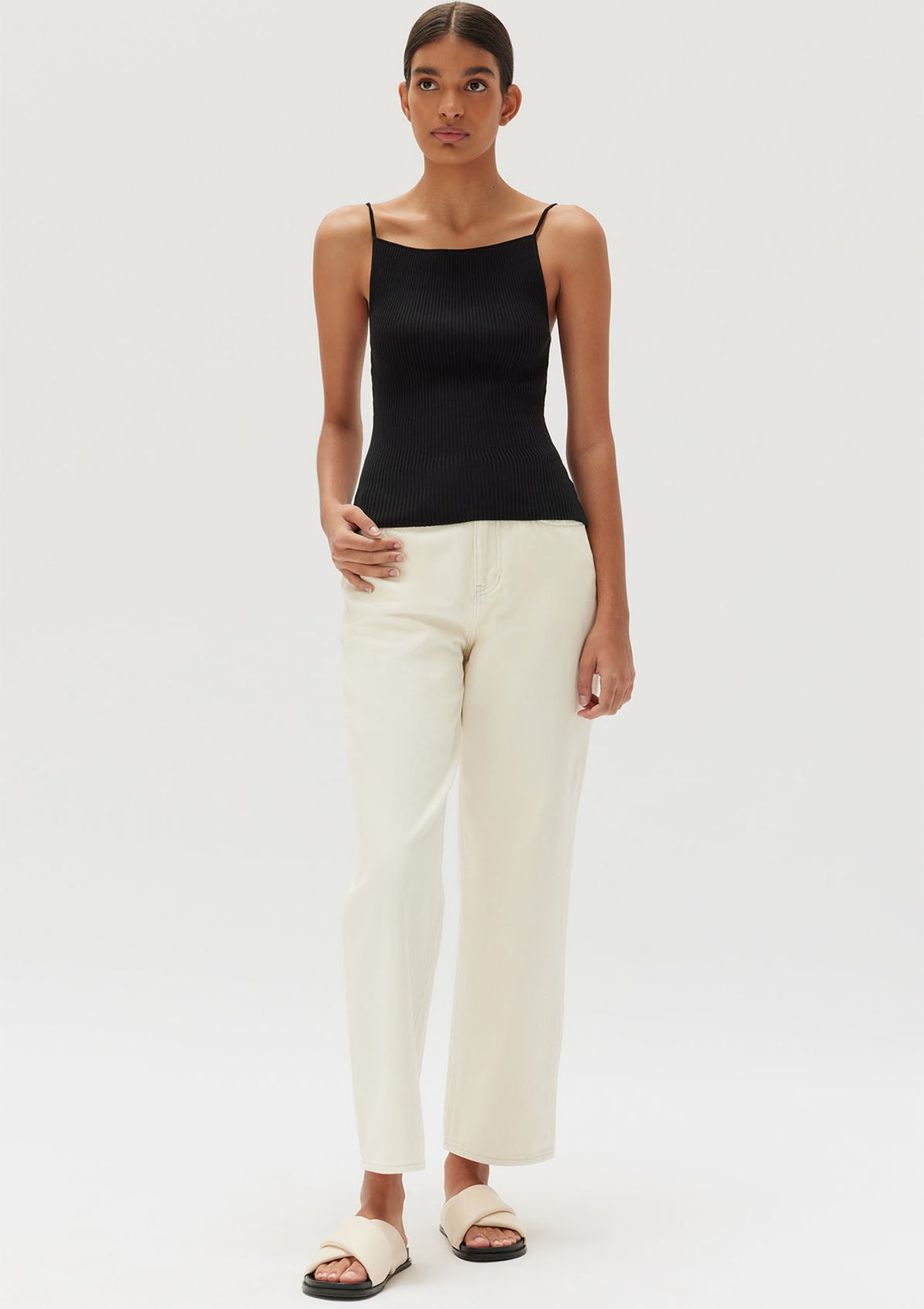 Assembly label Freya High Neck Knit Tank - Black – Deer Willow